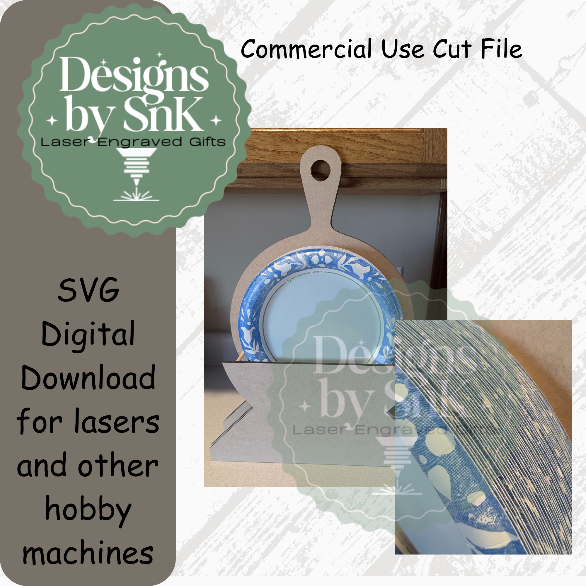 Paper Plate Holder Stand SVG | Countertop or Wall-Mount Plate Organize ...